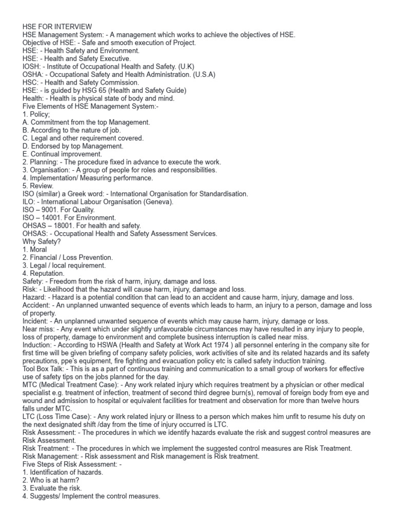 HSE INTERVIEW QUESTIONS.pdf · version 1 | PDF