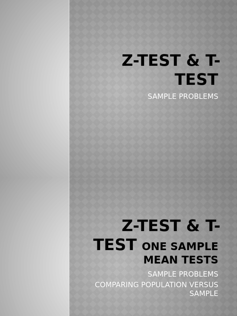 Z Test T Test One Two Sample Mean | PDF