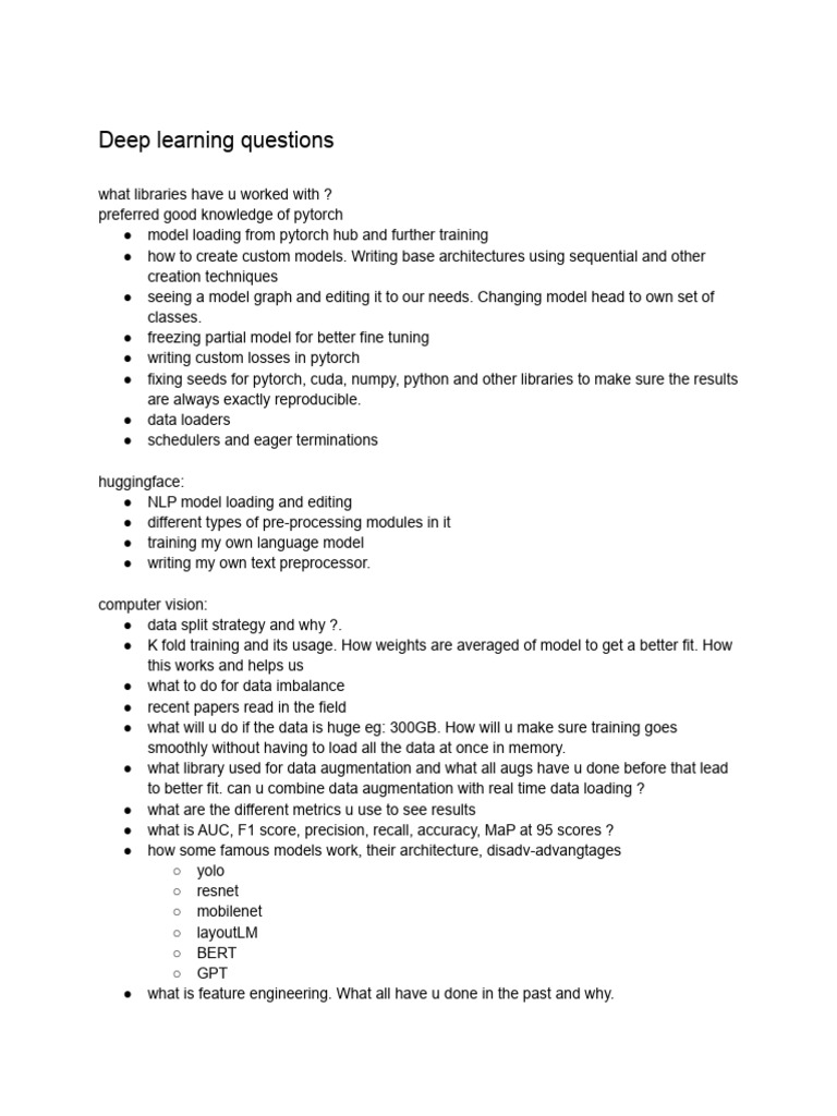 Deep Learning Questions | PDF