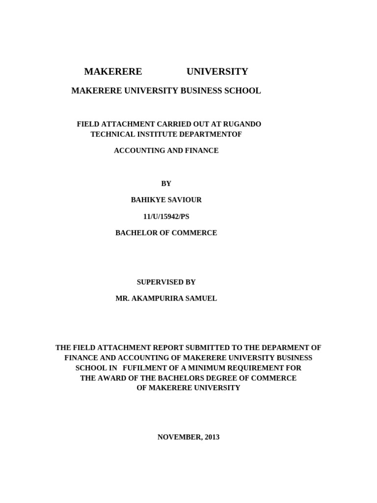 The Field Attachment Report Submitted To | PDF