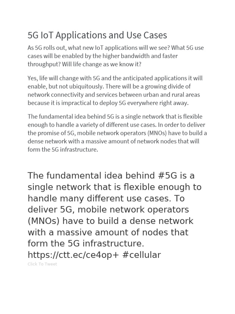 5G IoT Applications and Use Cases | PDF | Internet Access | Computers