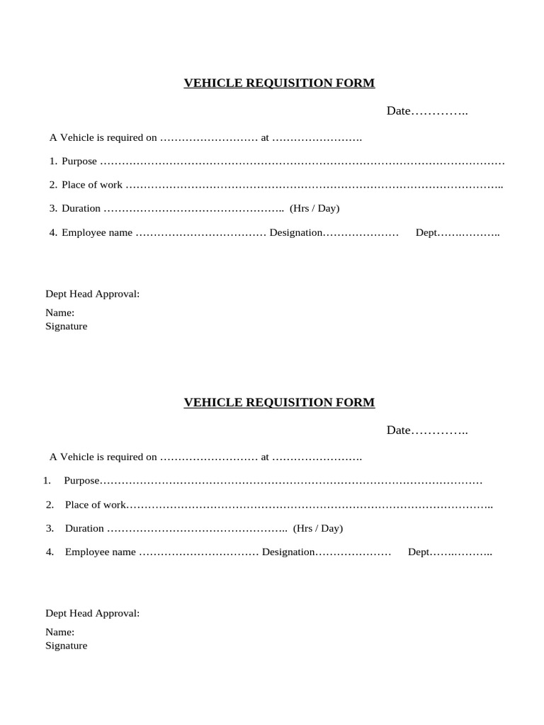 Vehicle Requisition Form | PDF