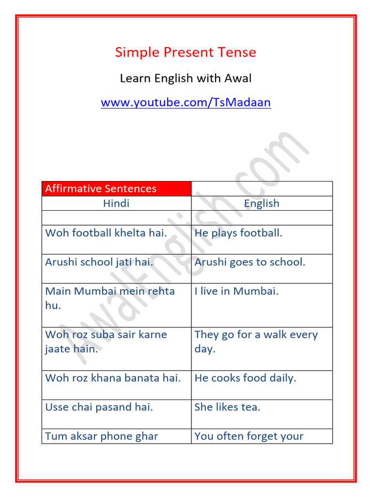 Simple Present Tenses | PDF