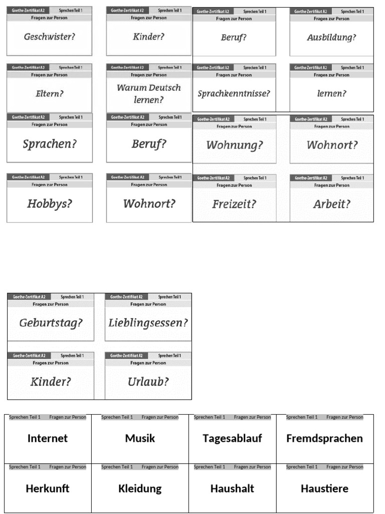 A2 - Sprechen Teil 1 | PDF