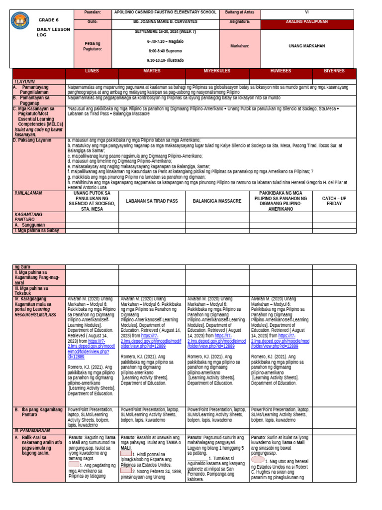 G6 Q1W7 DLL AP (MELCs) | PDF | Philippines