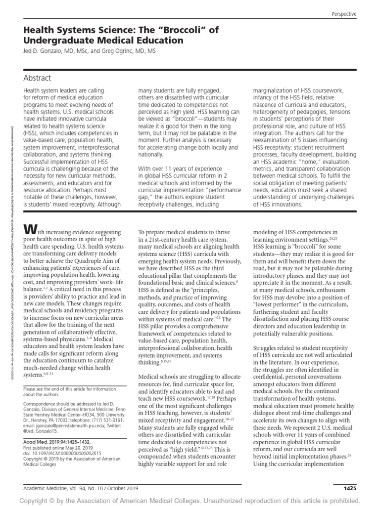 Undergraduate Medical Education | PDF