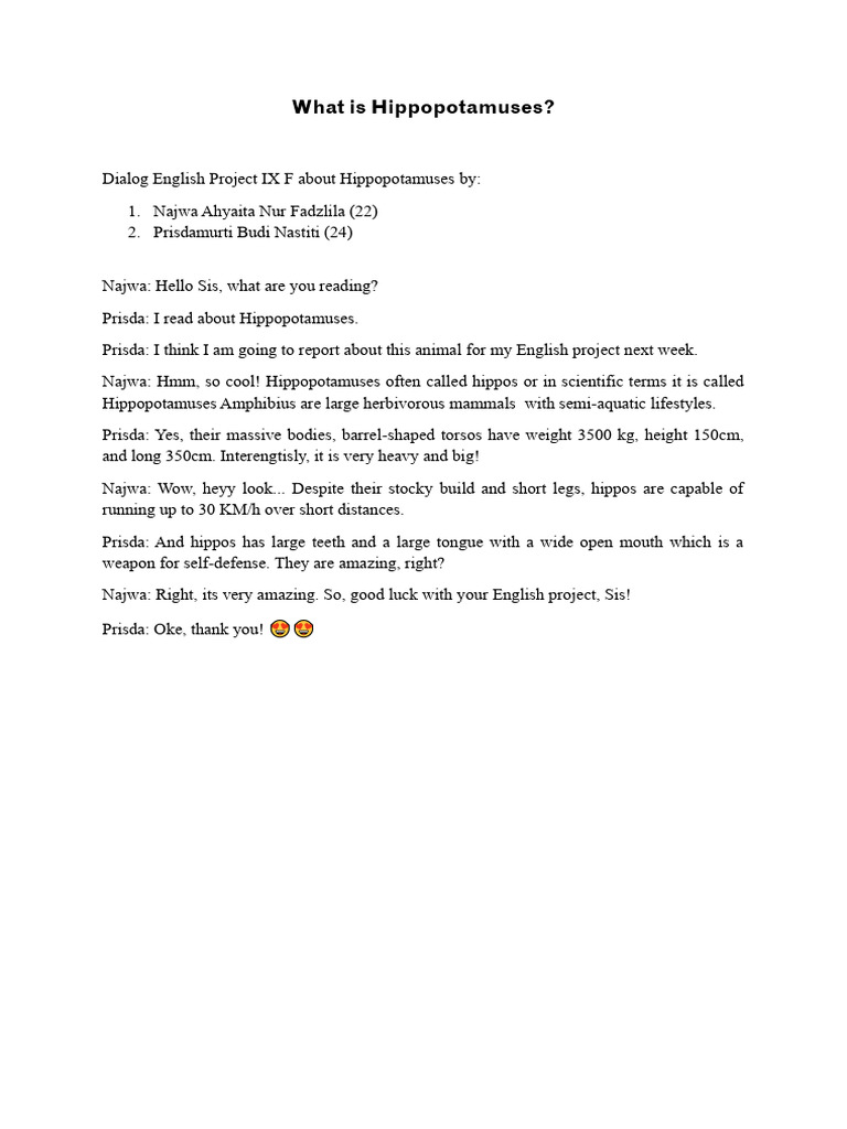 Dialog English Hippos | PDF