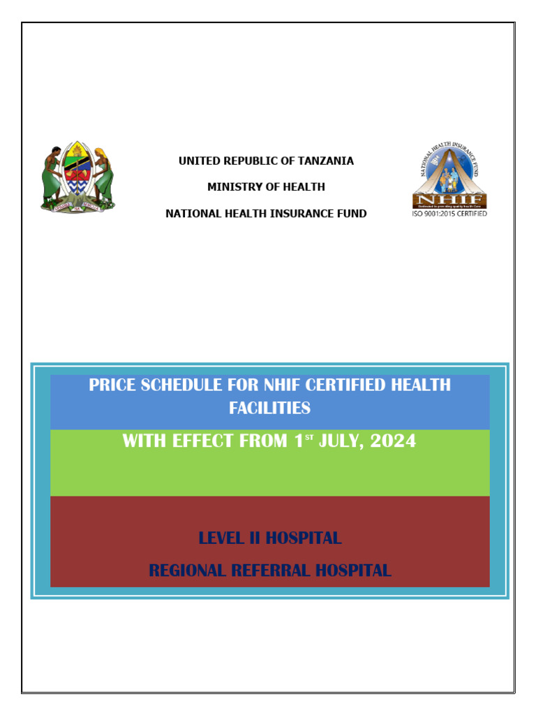 NHIF Benefits package -Regional Referral Level | PDF