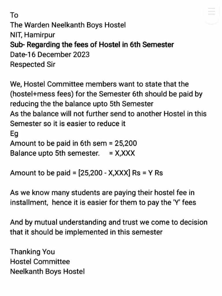 Issue Regarding Hostel Fees | PDF