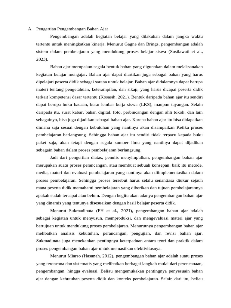 Pengertian Pengembangan Bahan Ajar | PDF