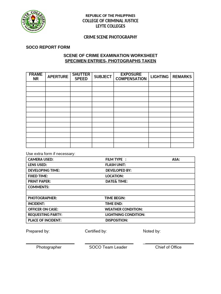 Soco Report Form | PDF