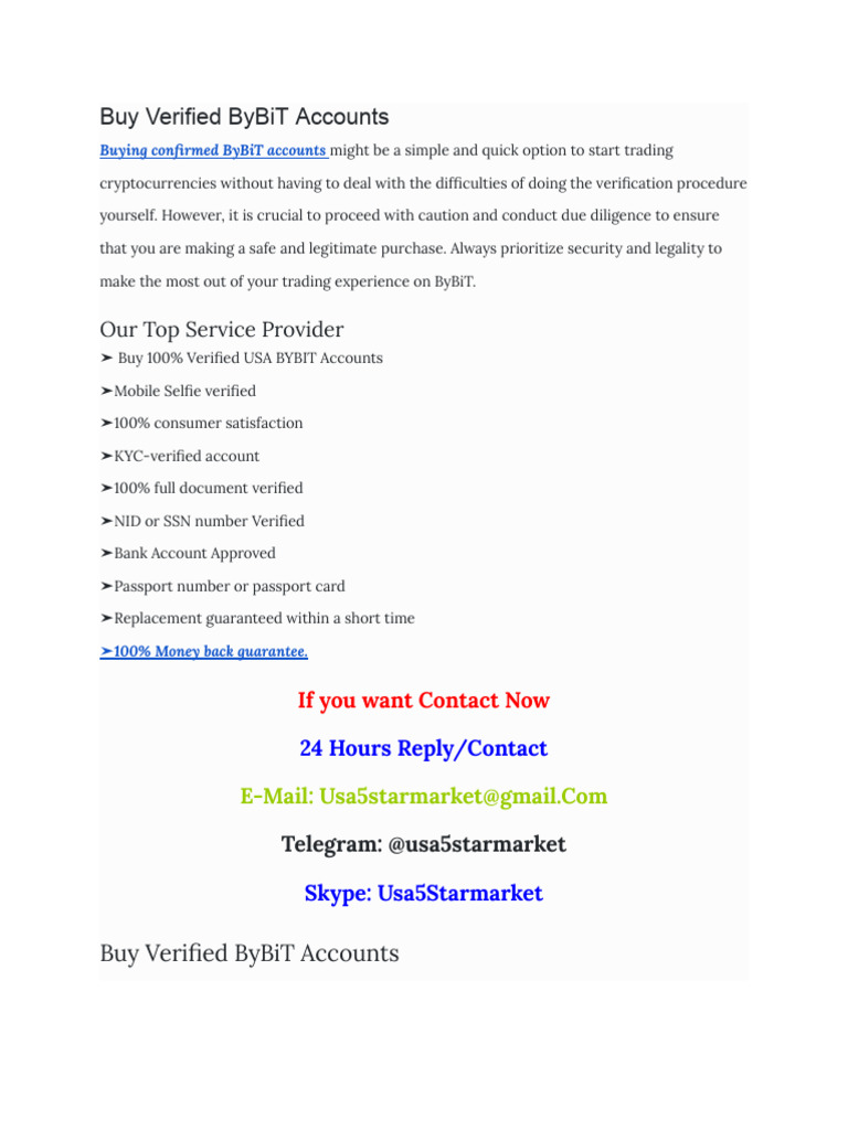 Buy Verified ByBiT Accounts | PDF | Cryptocurrency | Verification And Validation