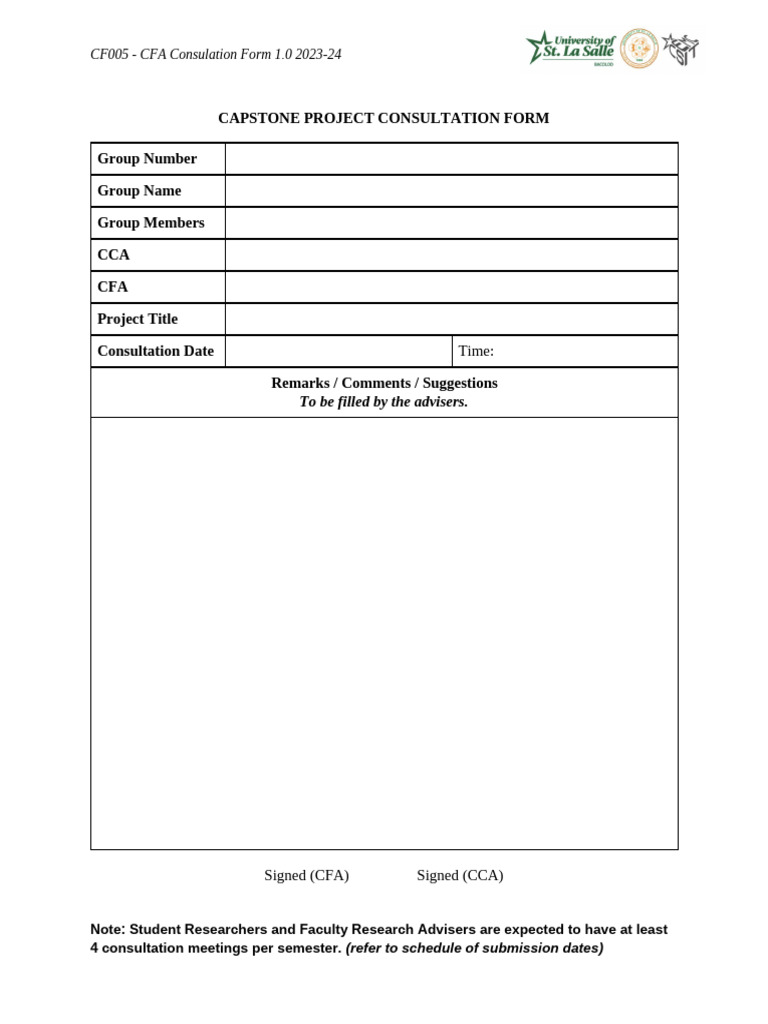 Cf005 - Capstone Project Consultation Form | PDF