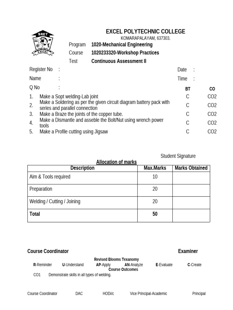 QP Practical Format 111 | PDF