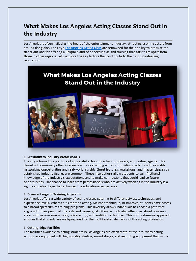 What Makes Los Angeles Acting Classes Stand Out in The Industry | PDF ...
