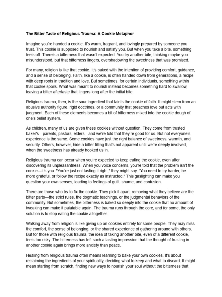 The Bitter Taste of Religious Trauma - A Cookie Metaphor | PDF