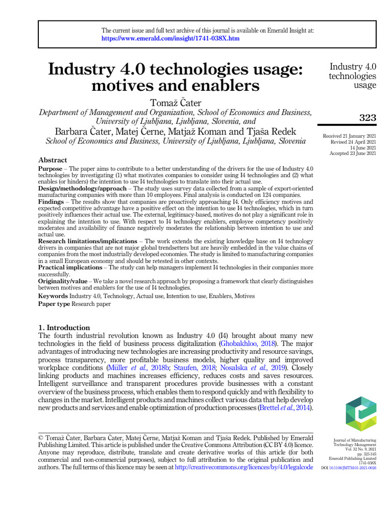 Industry 4.0 Technologies Usage | PDF