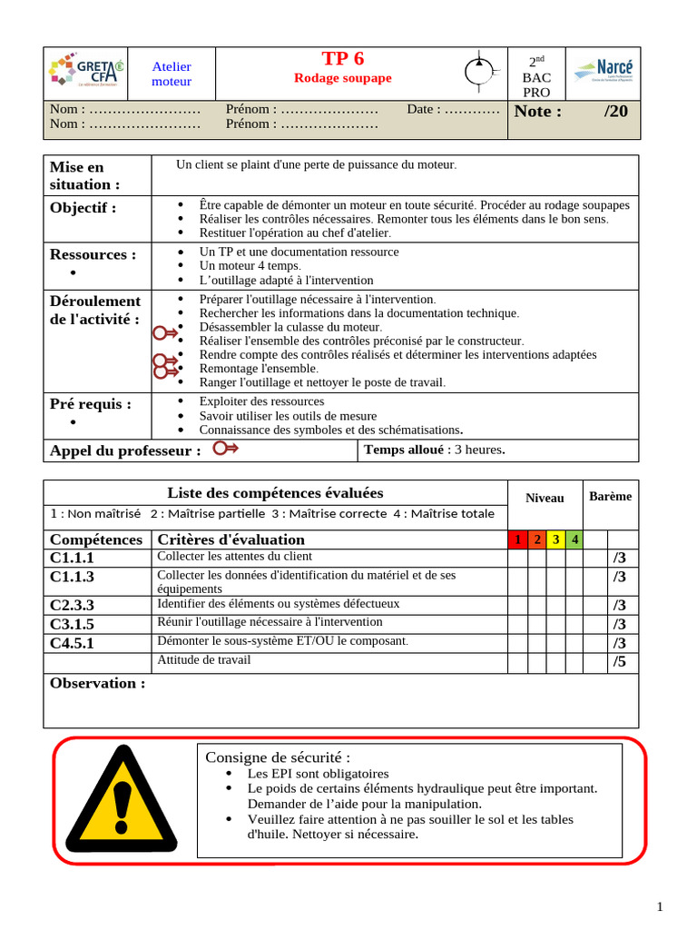 TP 6 Rodage Soupape | PDF