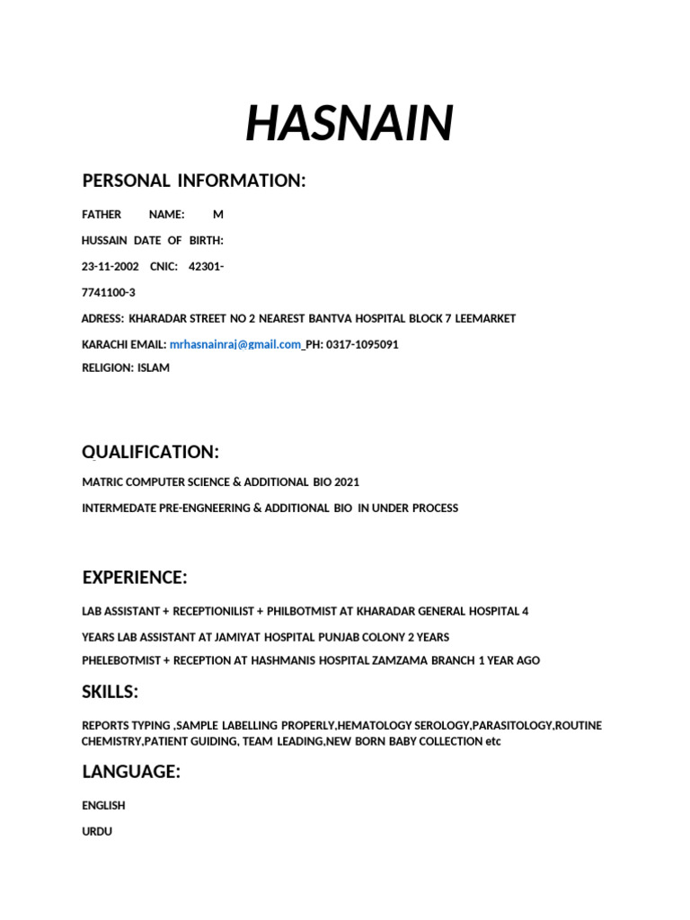 Hasnain Resume(1) | PDF