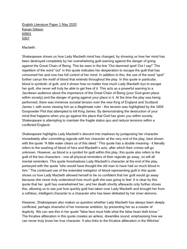 English Literature Paper 1 May 2020 | PDF