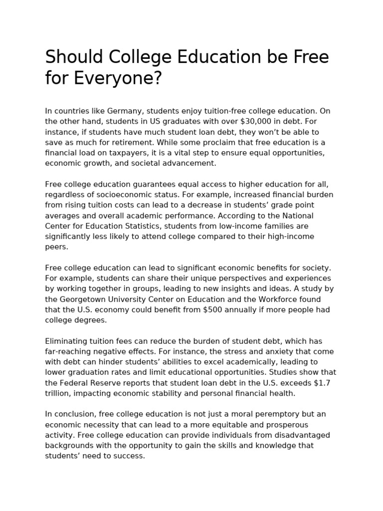 Should College Education Be Free For Everyone? | PDF