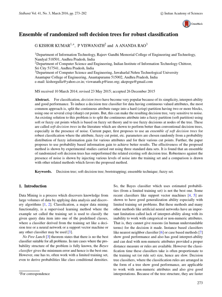 Ensemble of Randomized Soft Decision Trees For Robust Classification | PDF Ensemble of Randomized Soft Decision Trees For Robust Classification | PDF