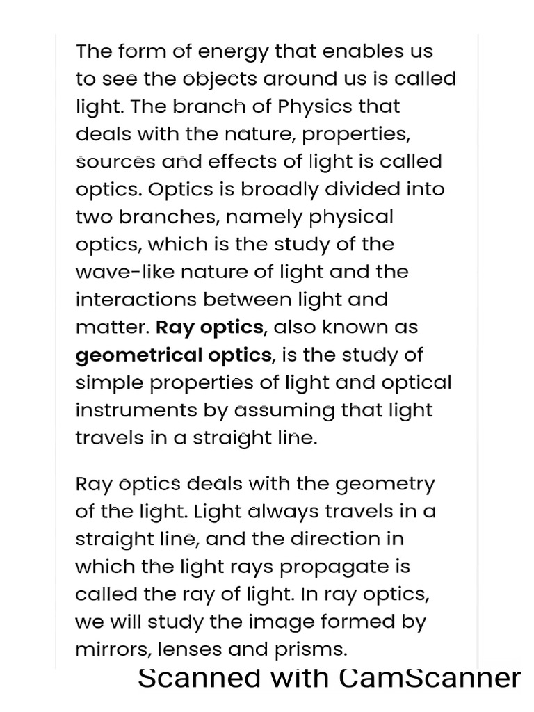Physics Ray Optics | PDF