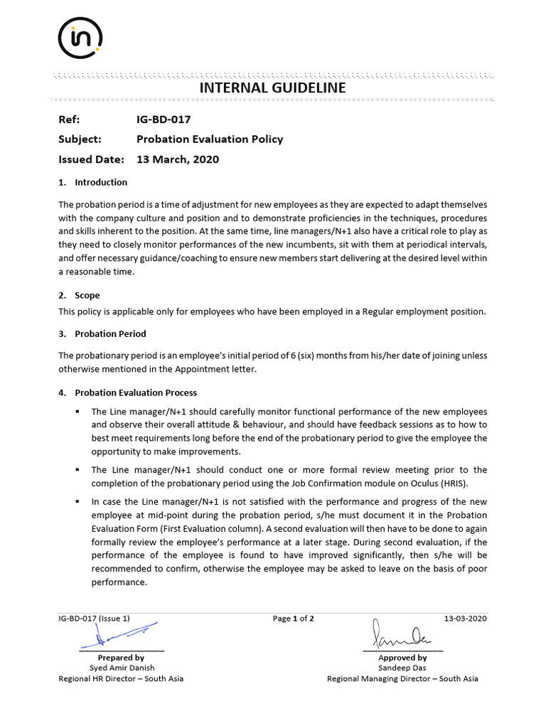 IG-BD-017 Probation Evaluation Policy | PDF