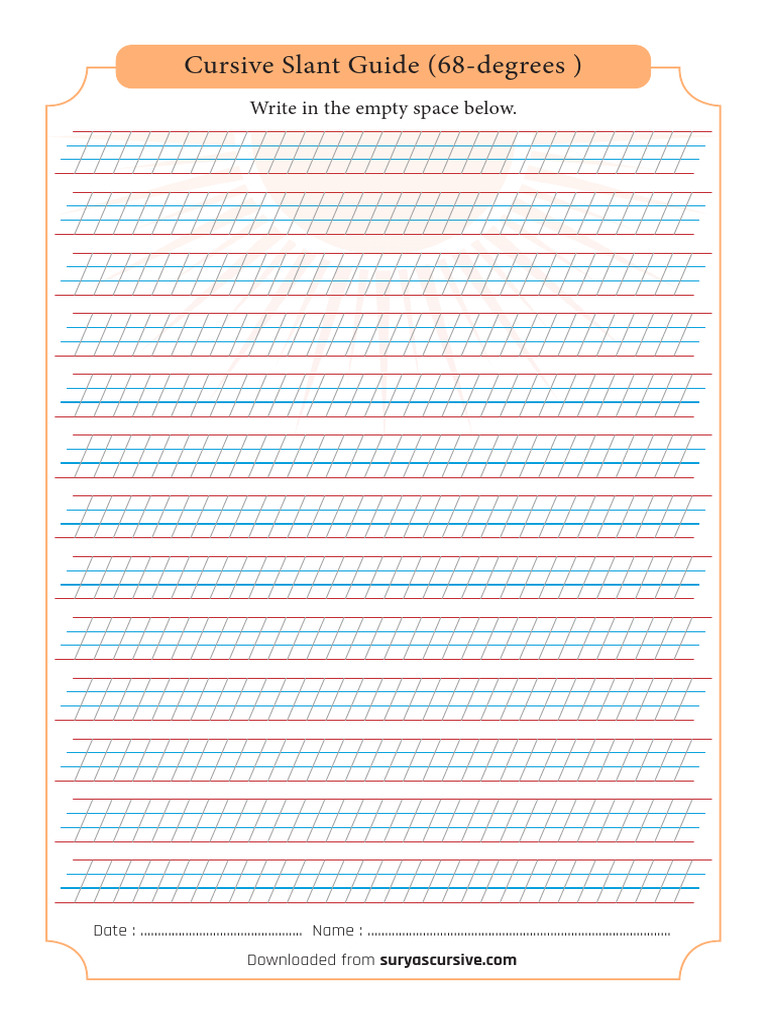 Cursive Slant Guide 68 Degrees | PDF