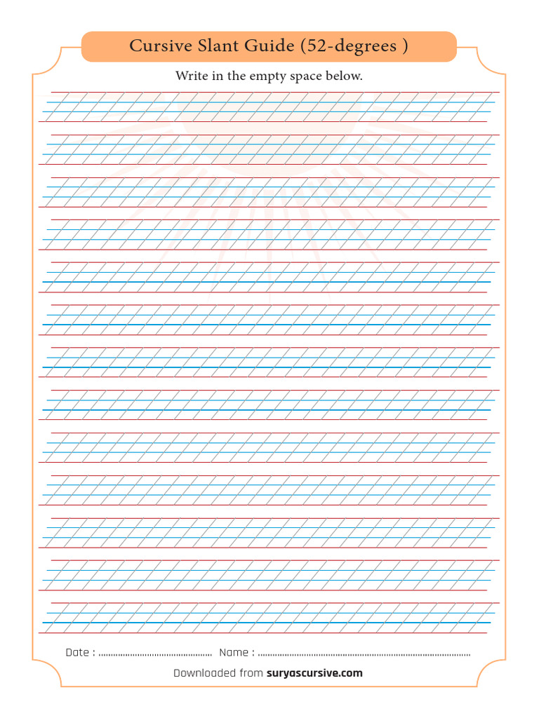 Cursive Slant Guide 52 Degrees | PDF