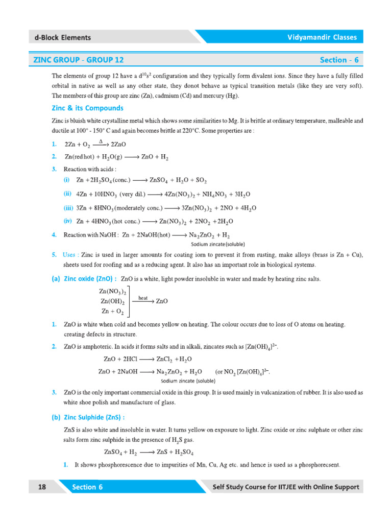 D and F-Block Elements-Section-6 and Answers PDF | PDF
