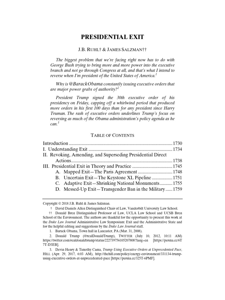 Presidential Exit | PDF | Treaty | Executive Order