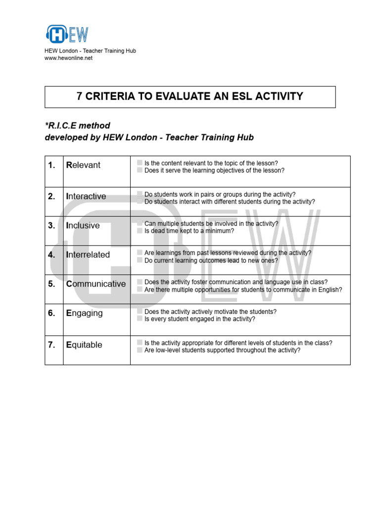 Hew - 7 Criteria | PDF