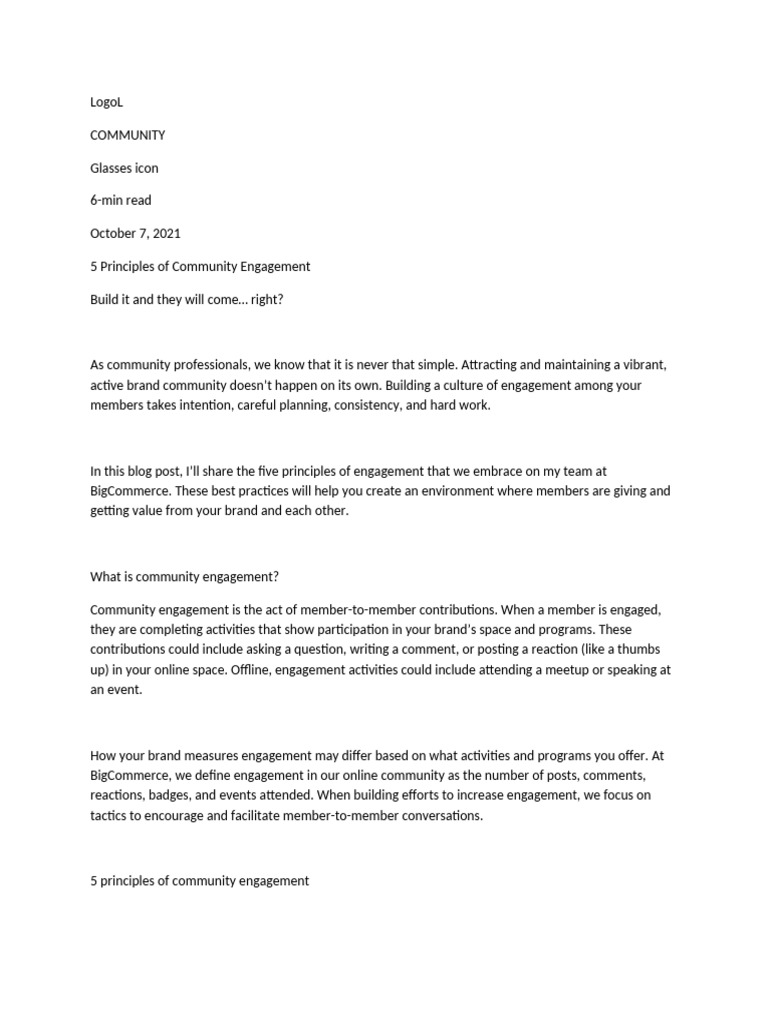 5 Principles of Community Engagement | PDF