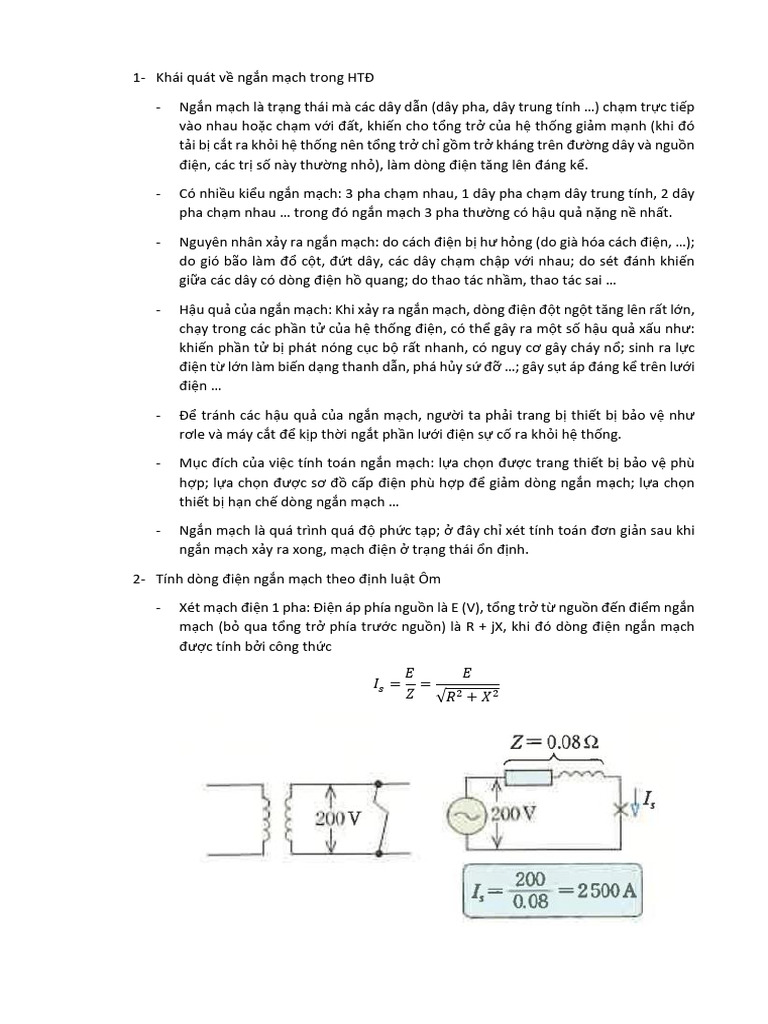B27 SV - Denryoku - Ch3 Tính toán ngắn mạch 3 pha và 1 dây chạm đất | PDF