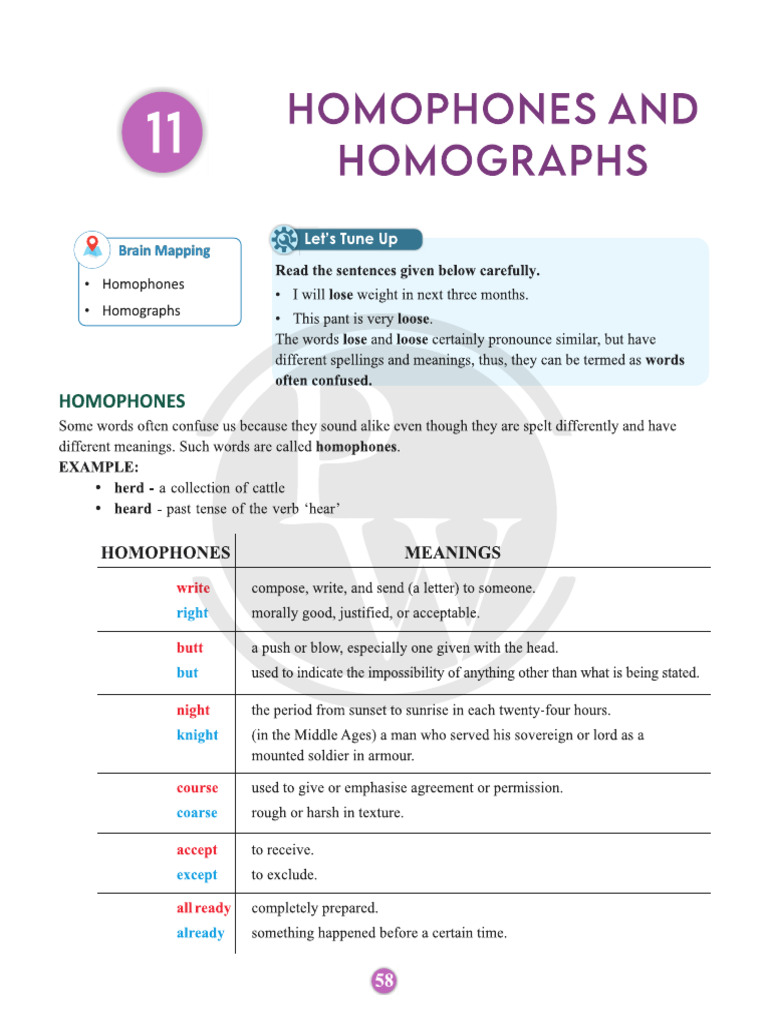 Homophones and Homographs | PDF