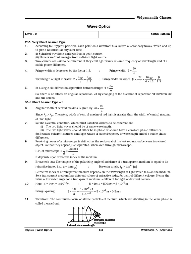 SOLUTION - Wave Optics | PDF