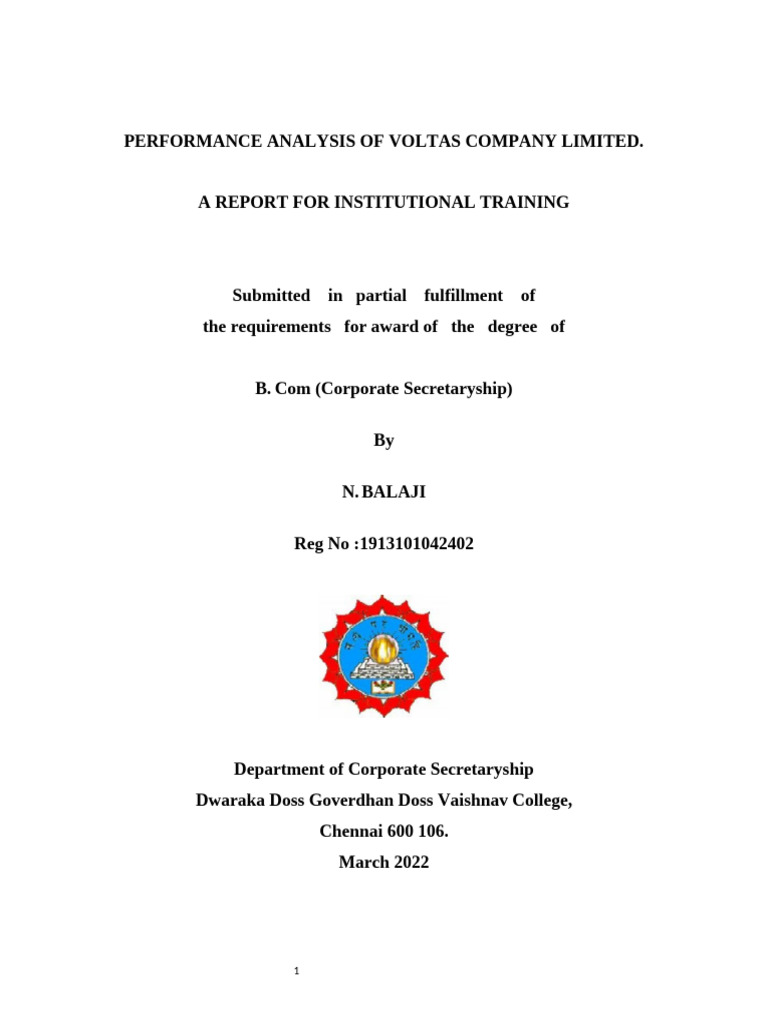 VOLTAS Project 2 | PDF | Equity (Finance) | Expense