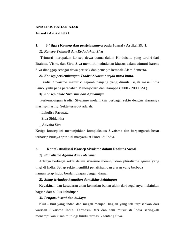 Analisis Bahan Ajar Jurnal KB 1 | PDF