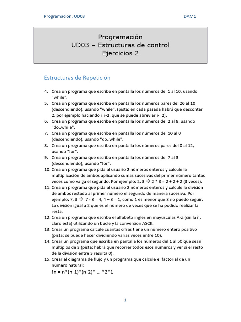 PRO - UD03 - Ejercicios 2 | PDF