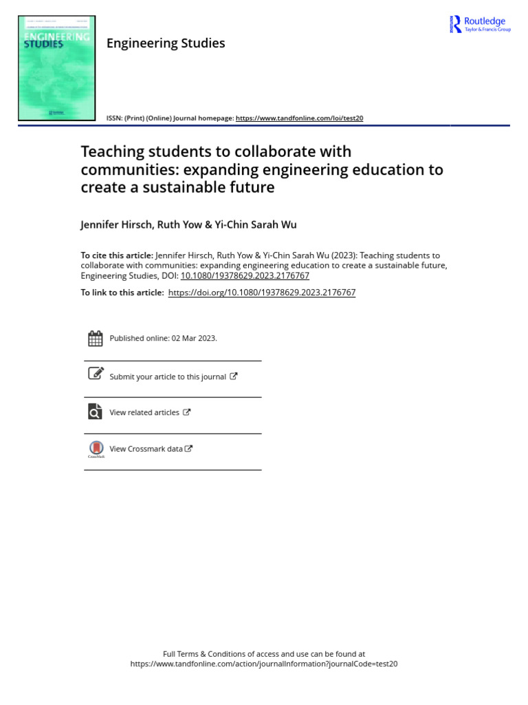 Engineering Studies 3-23 Teaching Students To Collaborate With ...