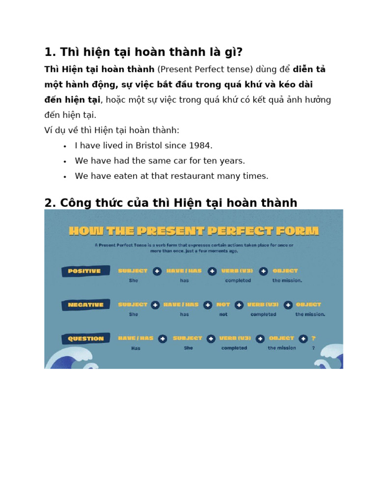 Present Perfect Tense - Có Đáp Án | PDF