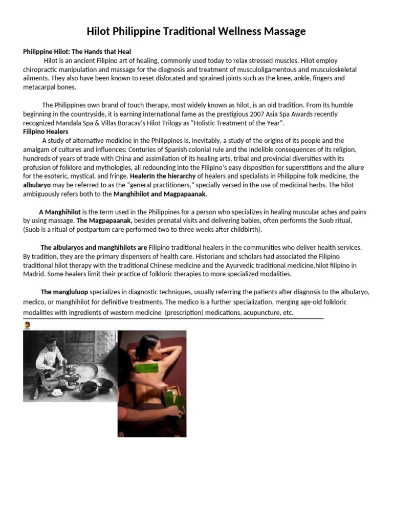 Hilot Philippine Traditional Wellness Massage | PDF