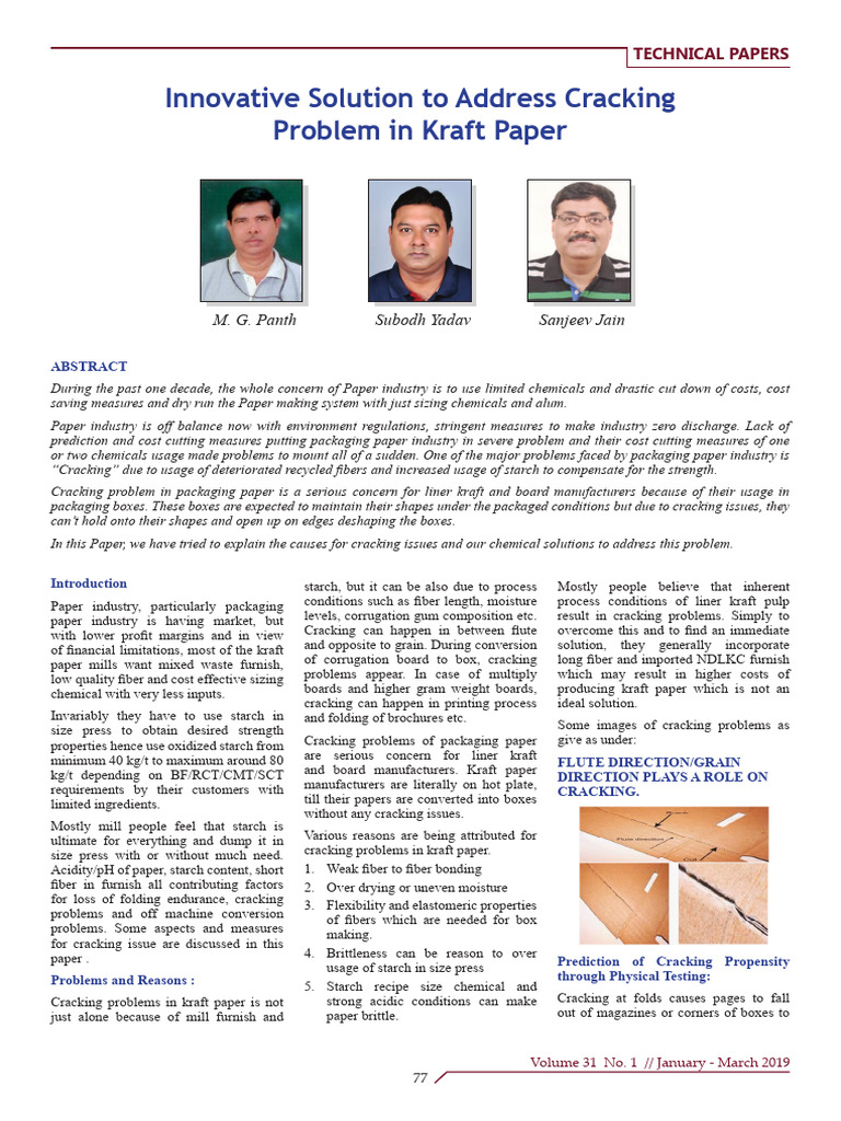 Innovative Solution to Address Cracking Problem in Kraft Paper | PDF