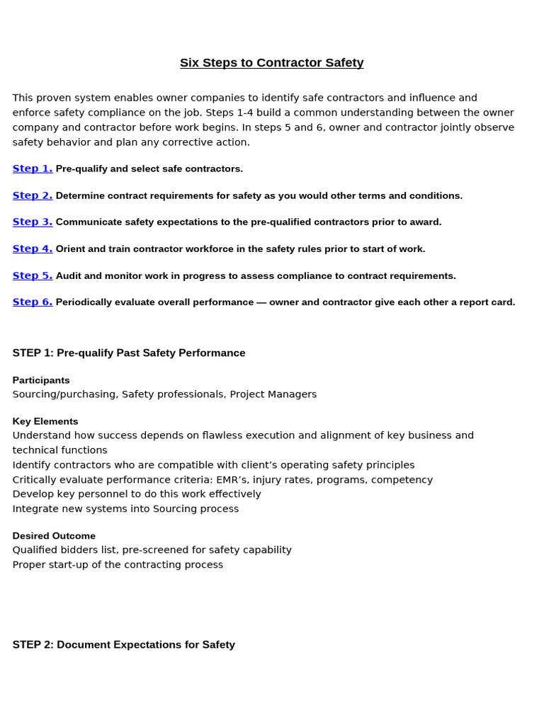 Six Steps To Contractor Safety | PDF