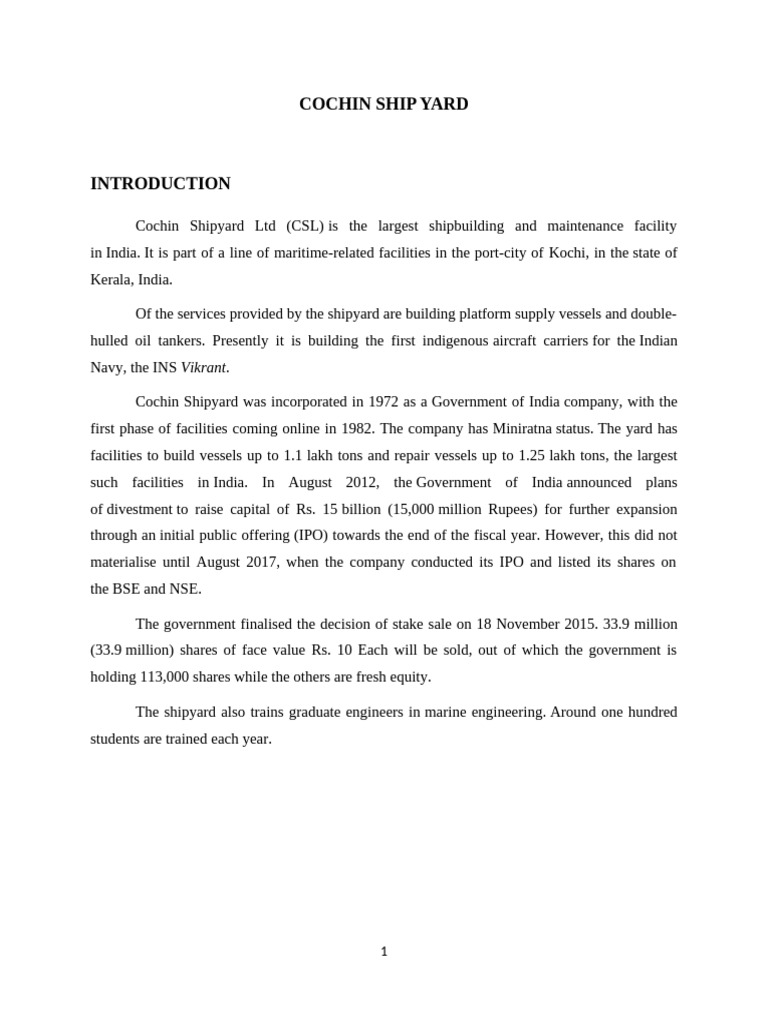 Cochin Shipyard: India's Largest Shipbuilder | PDF | Balance Sheet ...