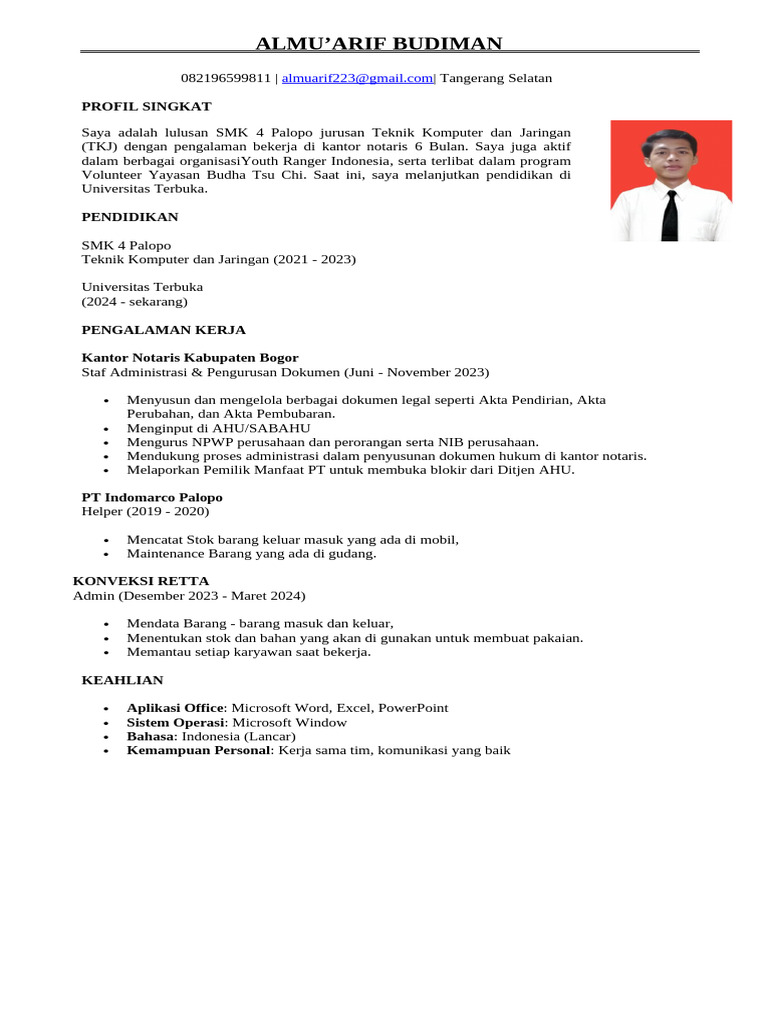 CV Almu Arif Budiman | PDF