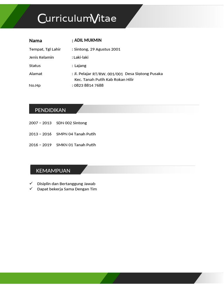 CV Adil Mukmin | PDF