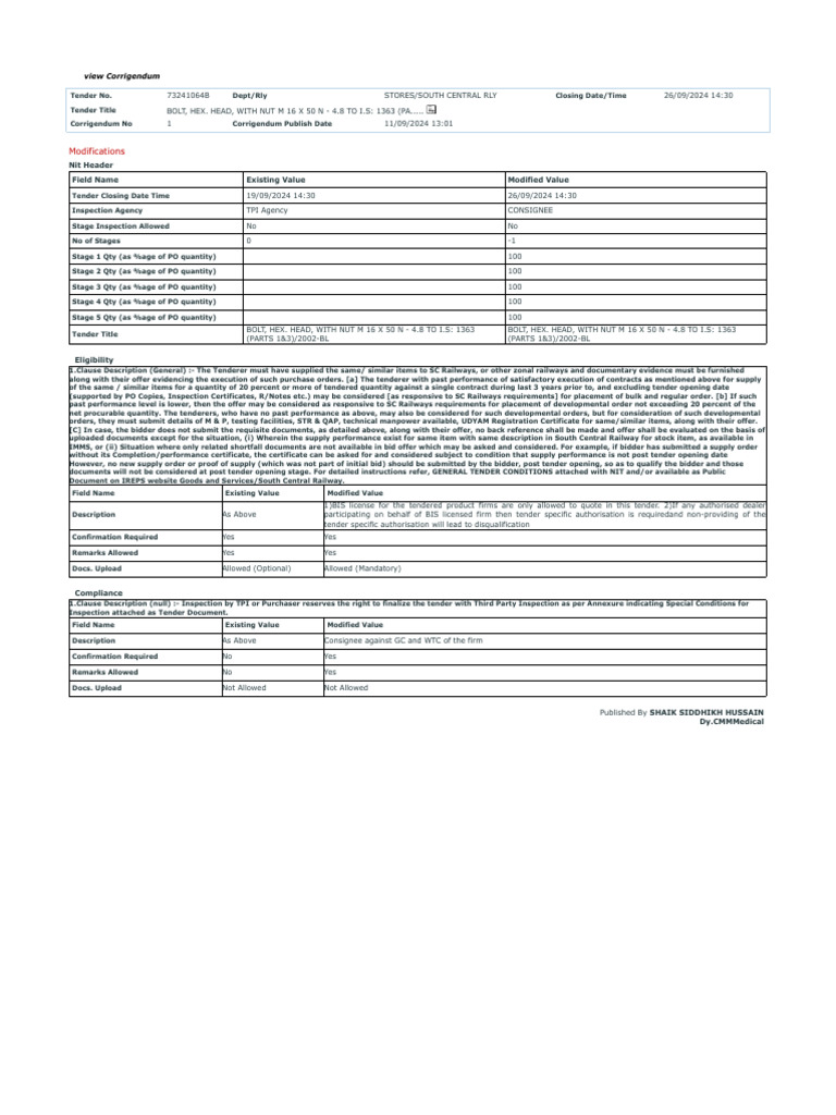 SCR Nut Bolt 16X50 Corrigendum - Do | PDF