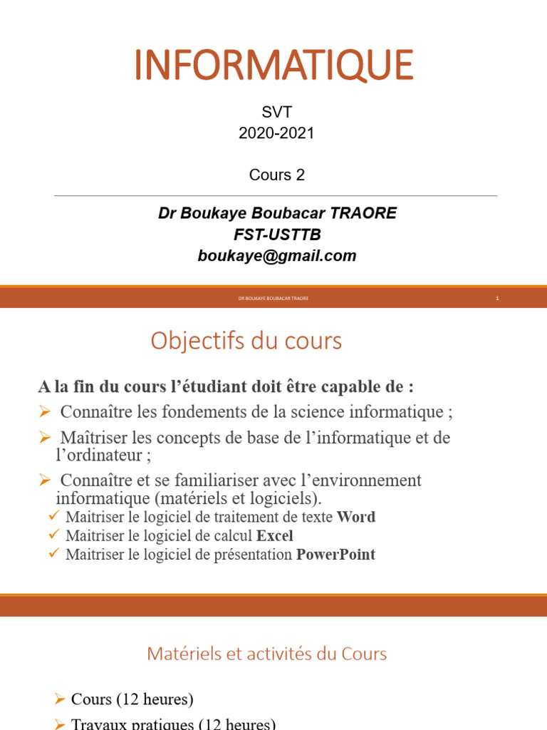 Cours 2 Informatique SVT | PDF